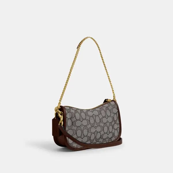 Coach Swinger Bag In Signature Jacquard - Brass/Oak Maple